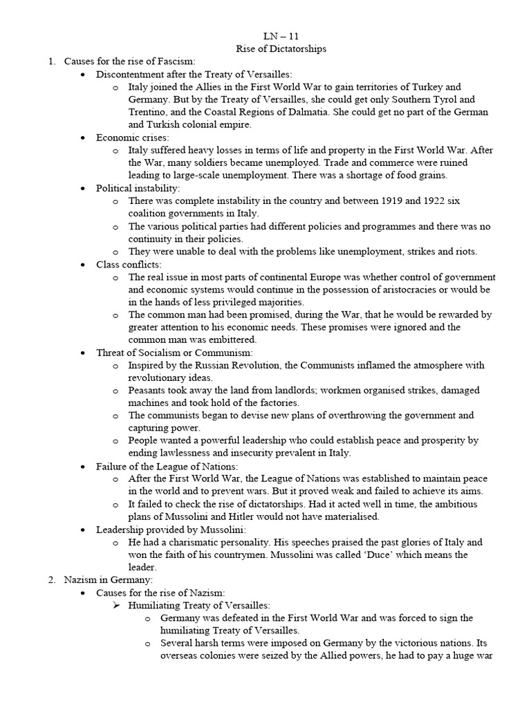 Grade X History LN - 11 Notes | PDF | Nazi Germany | Adolf Hitler