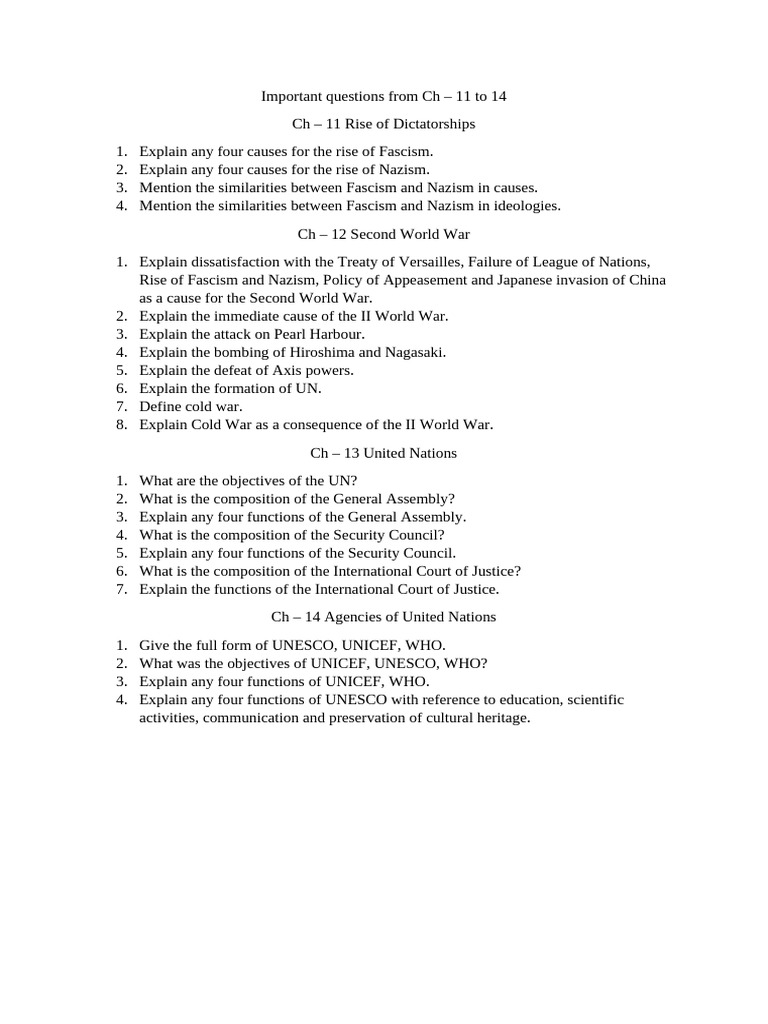 Important Questions From CH - 11 To 14 | PDF
