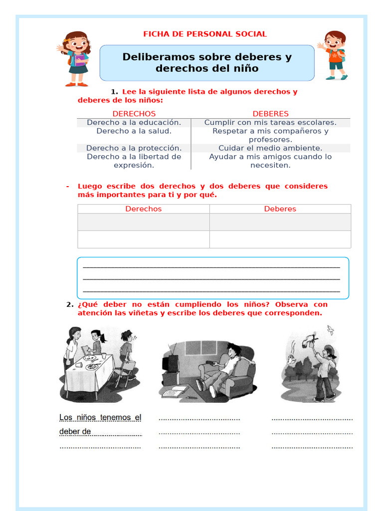 FICHA_PS_LUN_5_DELIBERAMOS_DERECHOS_Y_DEBERES[1] | PDF | Derechos humanos | Politica social