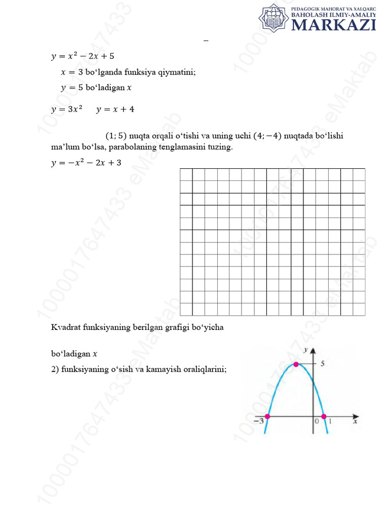 9 Sinf Umumta'Lim Algebra I Chorak BSB-1 | PDF