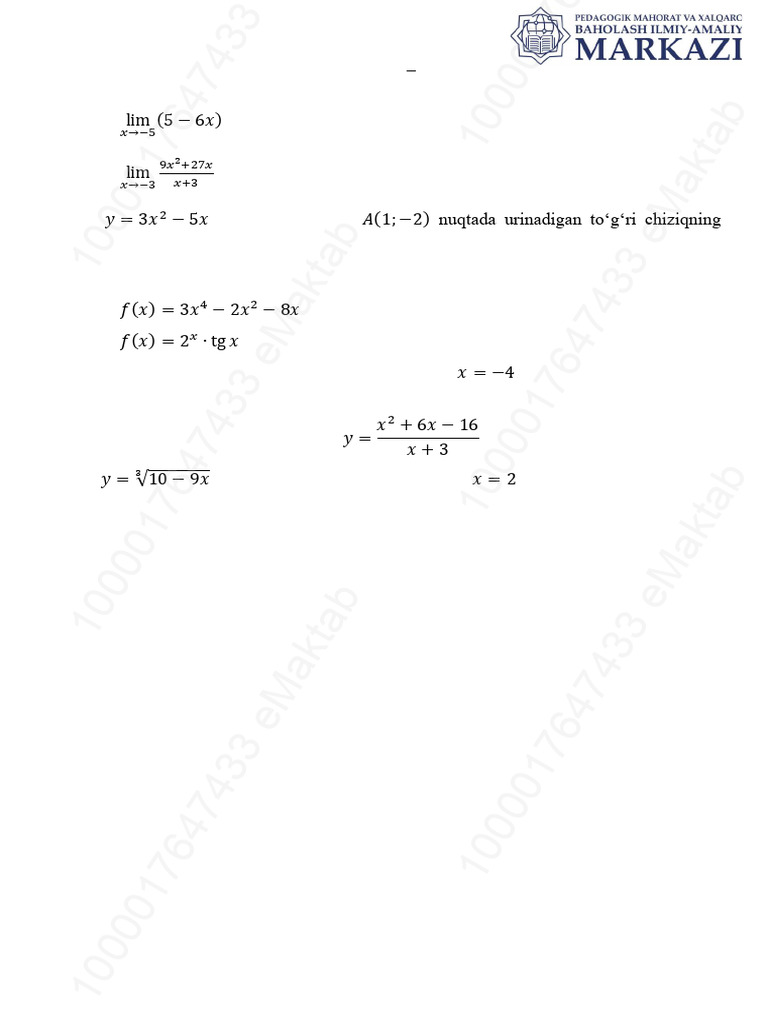 11 Sinf Umumta'Lim Algebra I Chorak BSB-1 | PDF