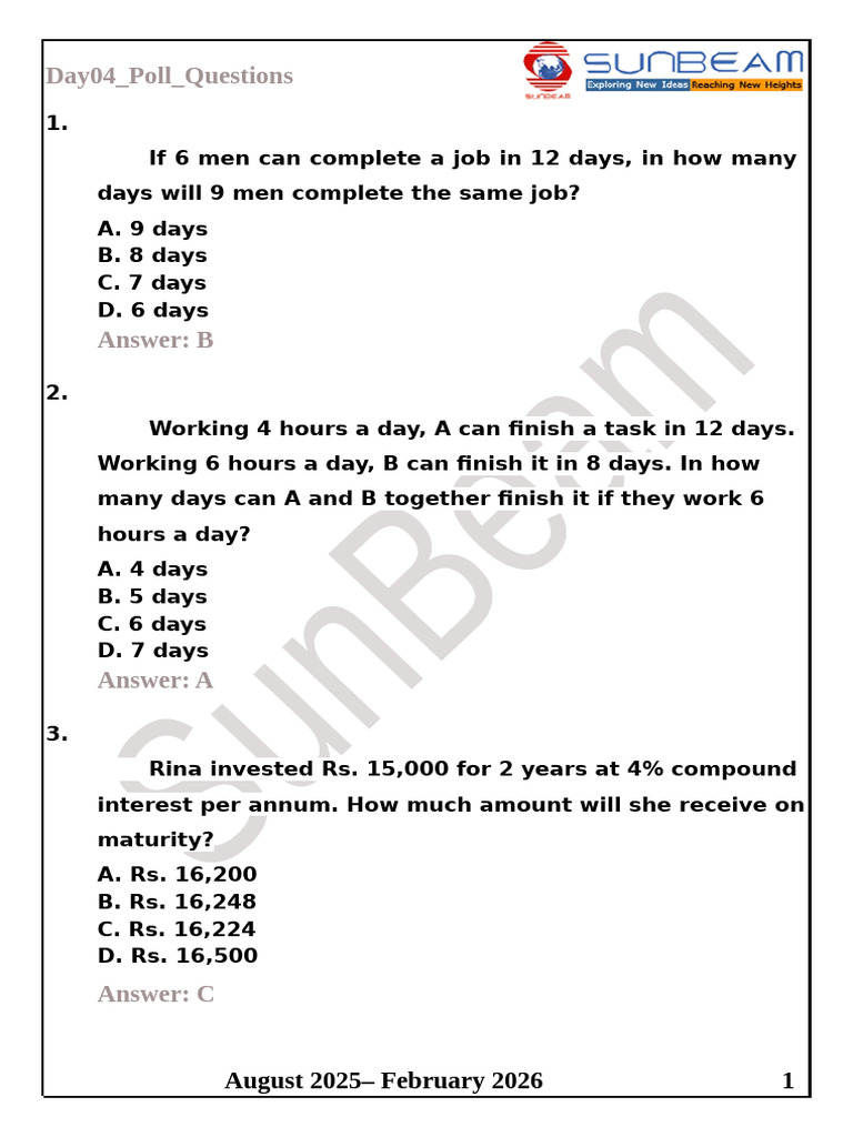 Day04 POll Questions | PDF