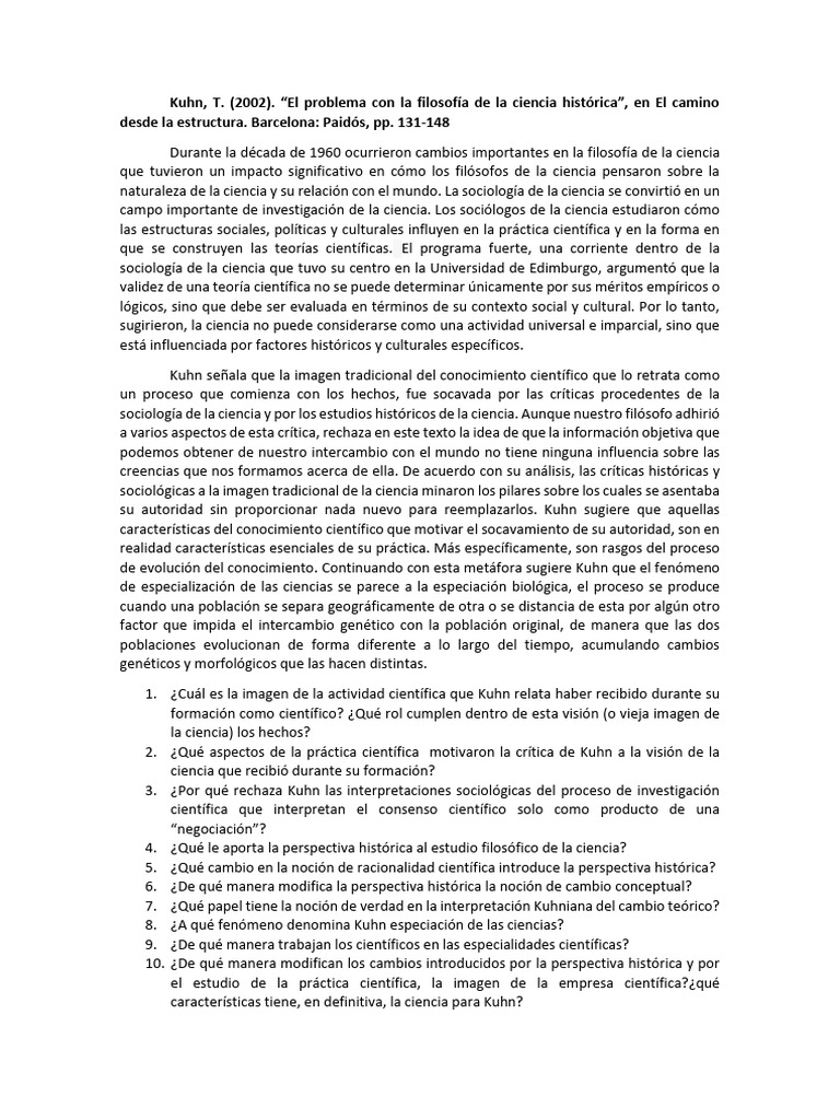 Guia de Lectua El Problema de La Filosofia de La Ciencia Histórica | PDF | Filosofía de la ...