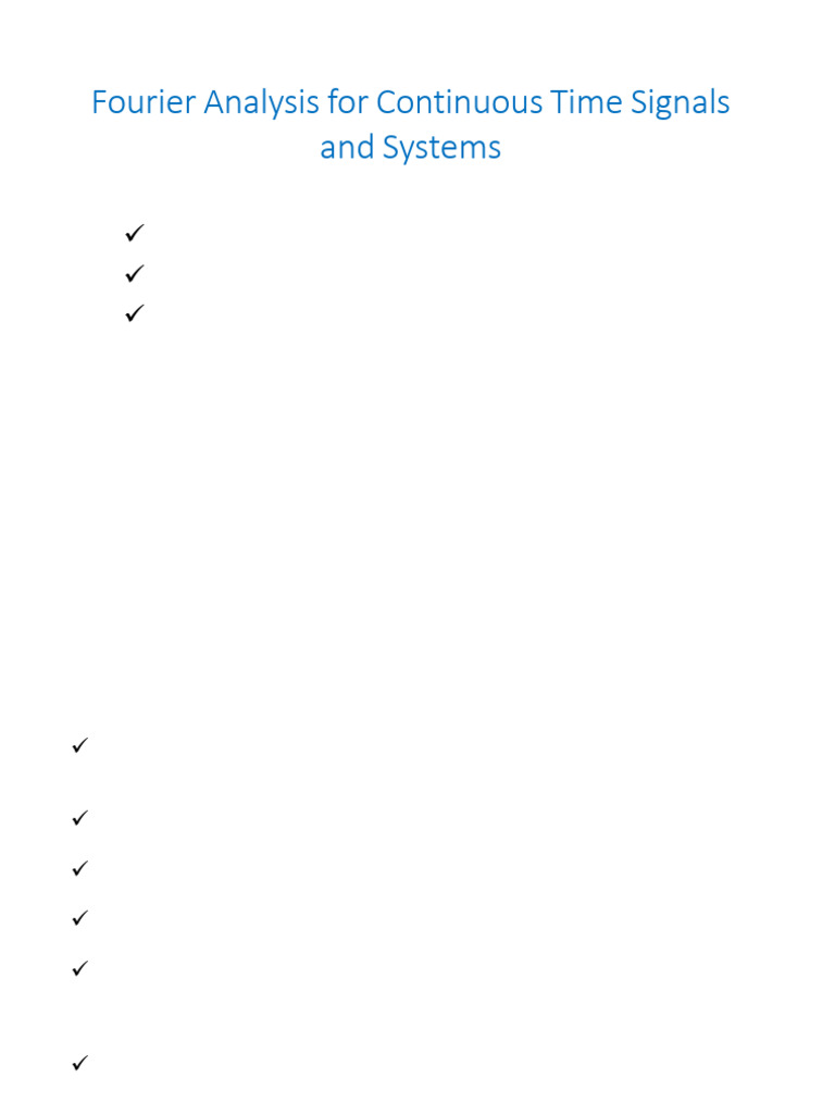 Fourier Analysis for Continuous Time Signals and Systems | PDF