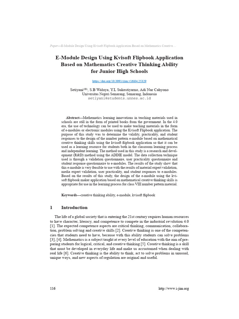 E-Module Design Using Kvisoft Flipbook Application Based On Mathematics ...