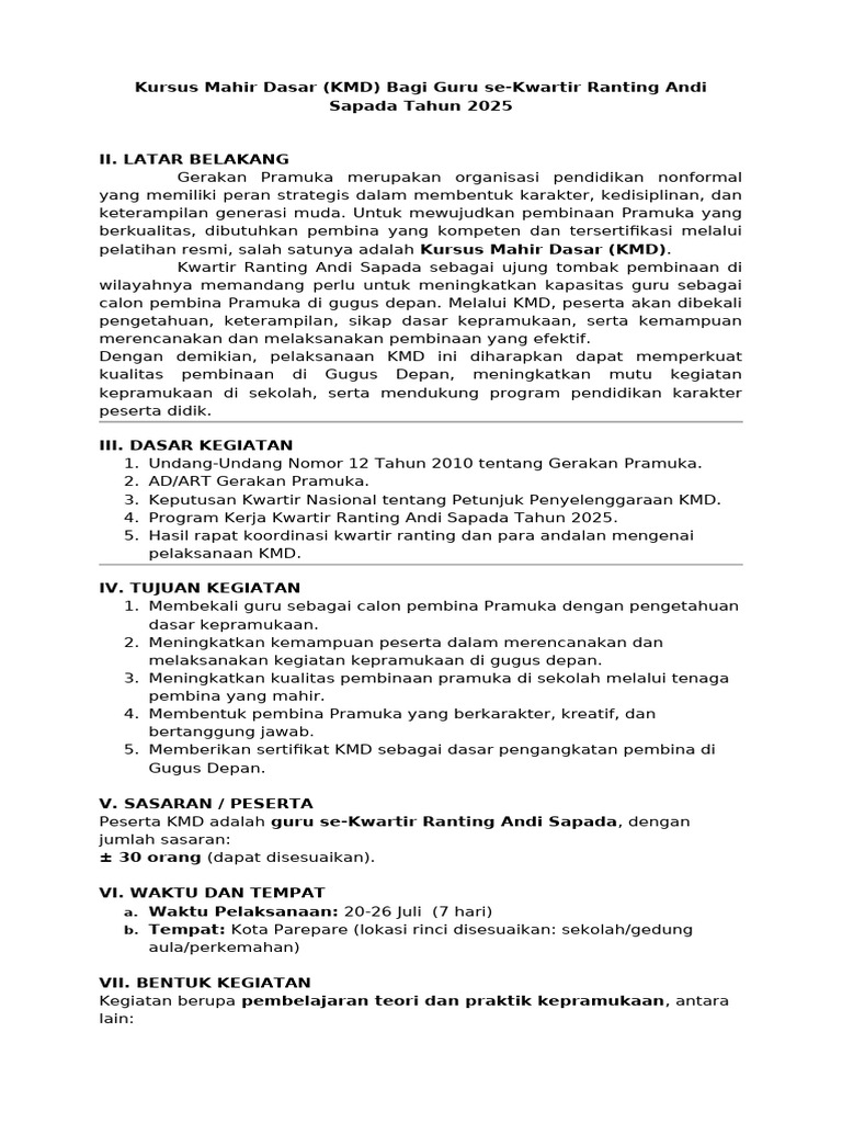 KMD Guru Pramuka Andi Sapada 2025 | PDF