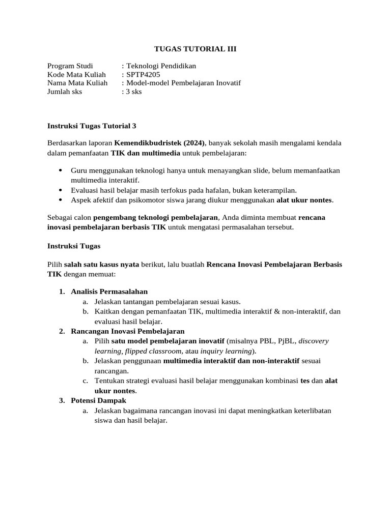 Tugas Tutorial III Sptp4205 | PDF