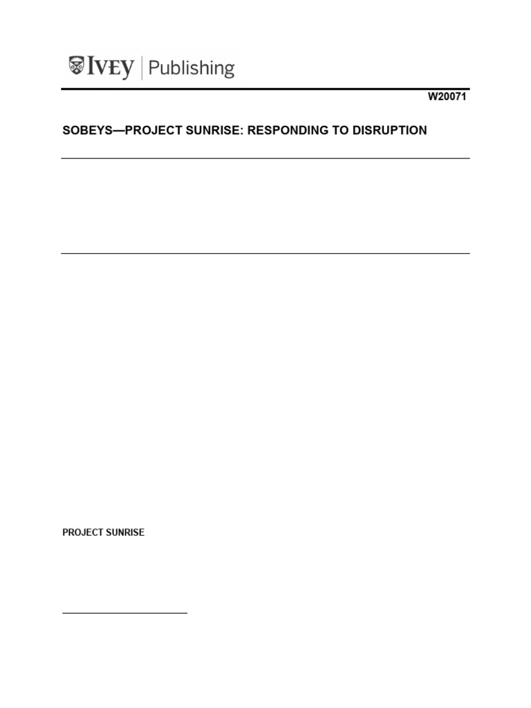 CS_Sobeys—Project Sunrise_ Responding to Disruption | PDF | Grocery Store | Retail Companies