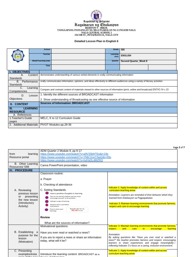 COT-ENGLISH-6-Q2_2025 | PDF | Learning | Educational Technology