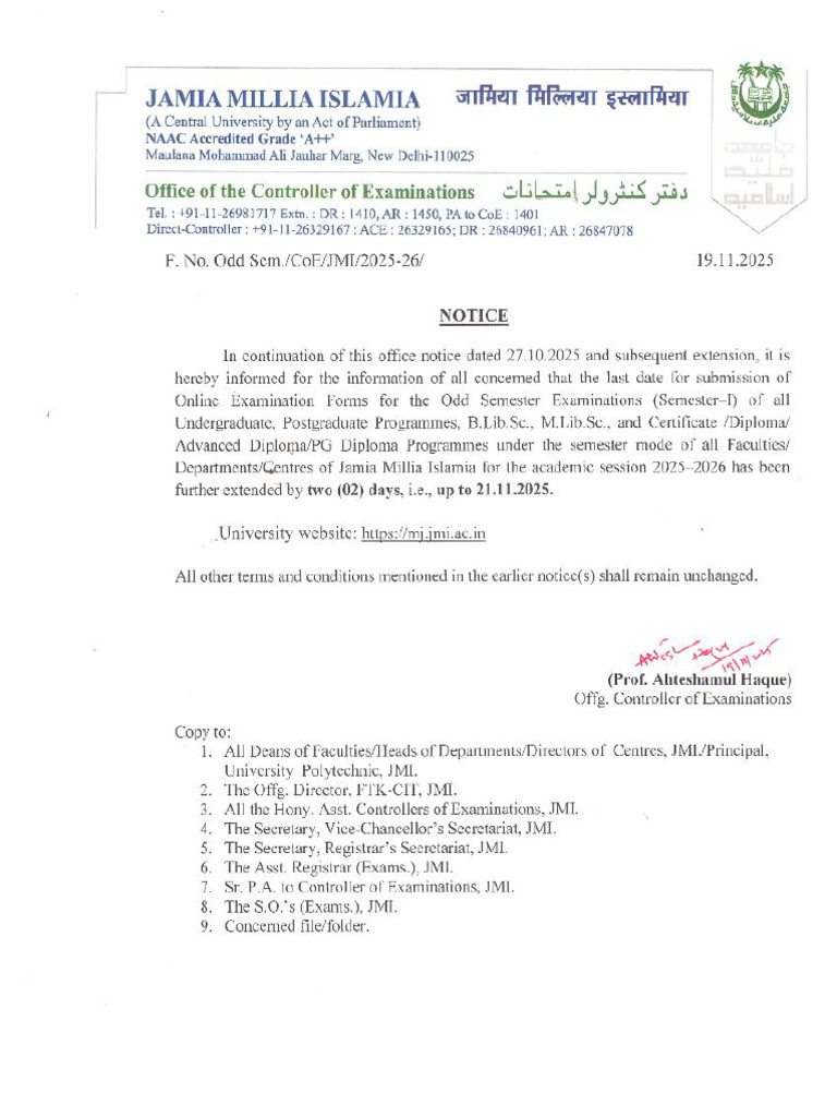 Notice Reg. Date Extension | PDF