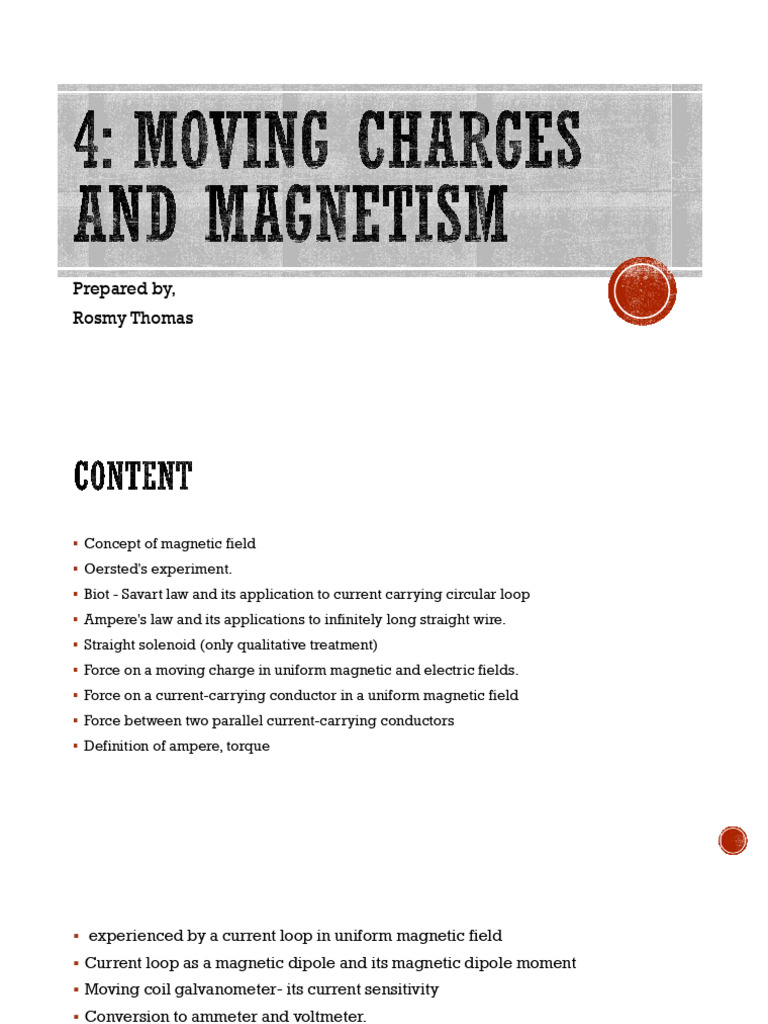 Moving Charges and Magnetism Concepts | PDF