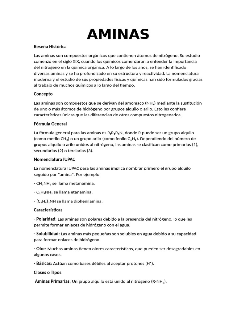 AMINAS | PDF | Amina | Sustancias químicas