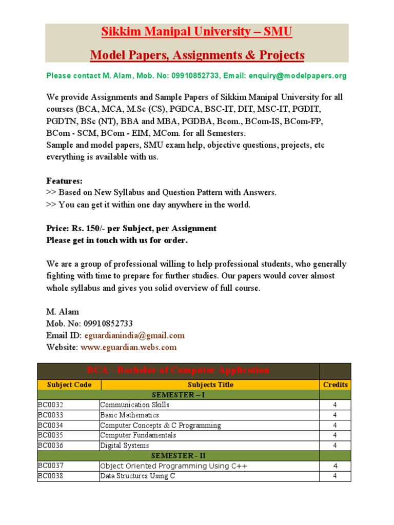 SMU Model Papers and Assignments Guide | PDF | Computer Network ...