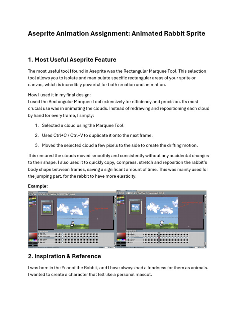 Aseprite Animation Assignment Animated Rabbit Sprite | PDF | Animation