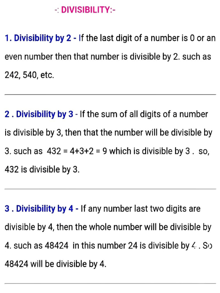 Divisibility Rule 2 To 19 | PDF | Chess | Chess Theory