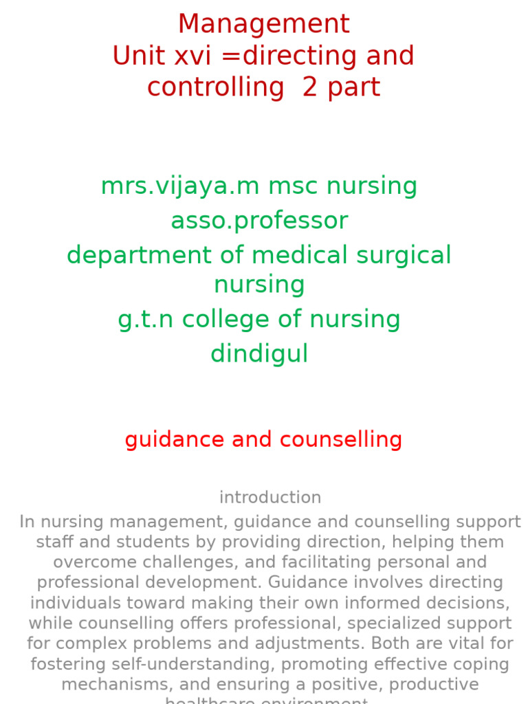 Nursing Management: Guidance & Evaluation | PDF | Nursing | Program ...