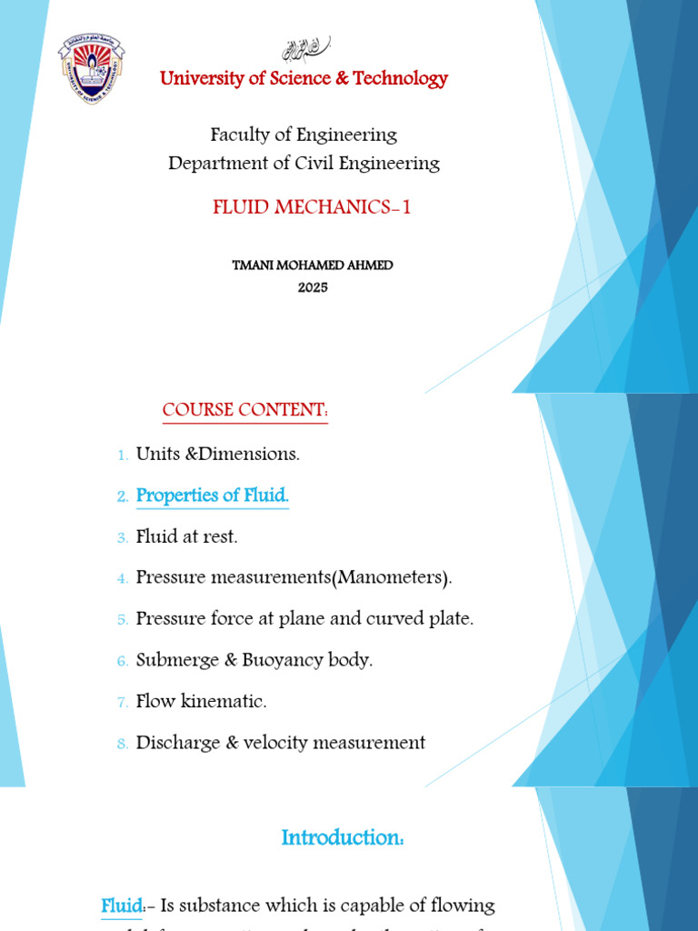 lecture -2 - UST | PDF | Viscosity | Fluid Mechanics