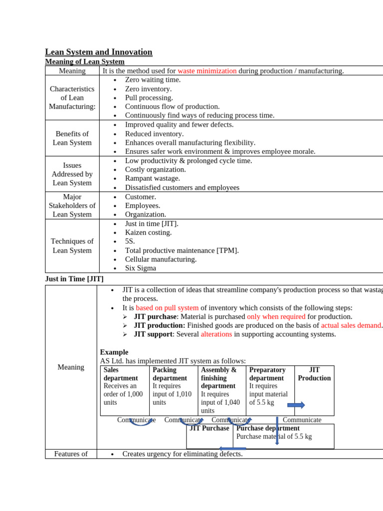 Lean System: Waste Reduction & Innovation | PDF | Lean Manufacturing ...