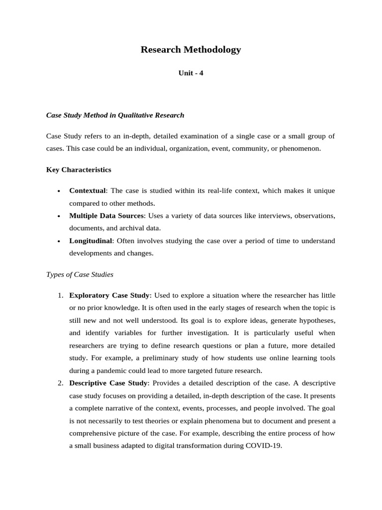 Unit - 4 Research Methodology | PDF | Focus Group | Case Study