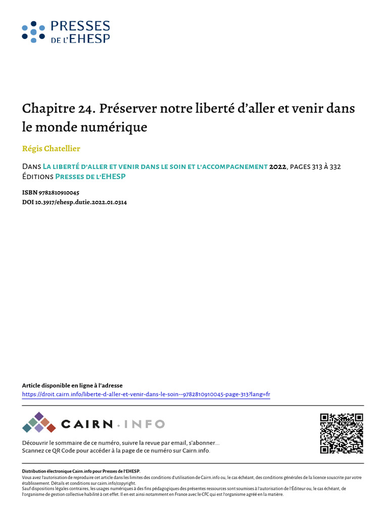 Liberté d'aller et venir à l'ère numérique | PDF | Confidentialité