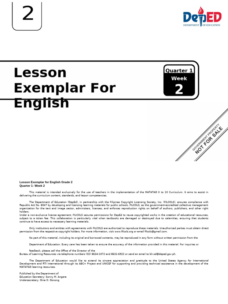 Grade 2 English Lesson Plan Week 2 | PDF | Word | Rhyme