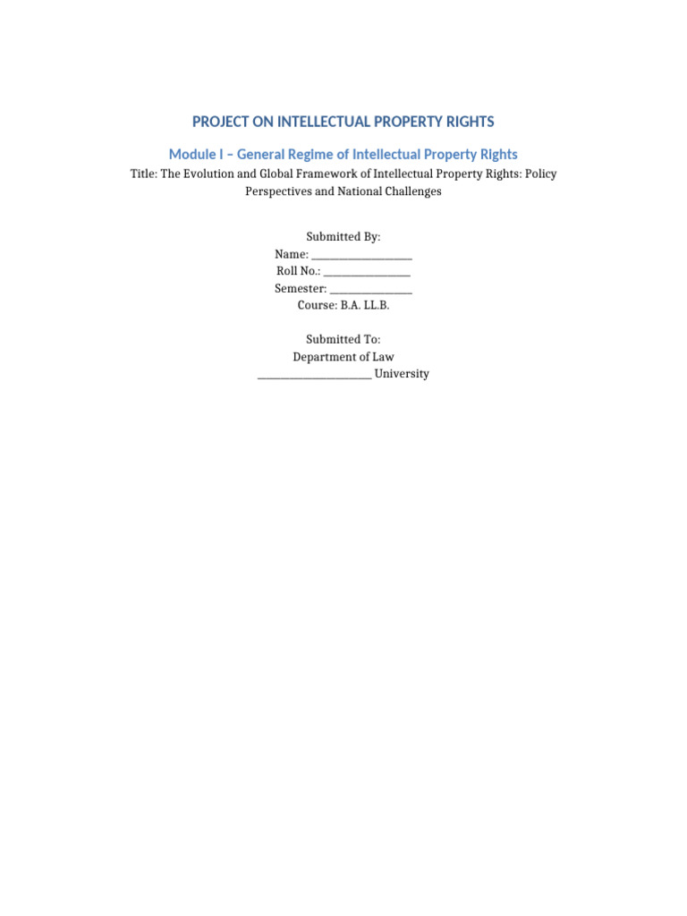Module I Intellectual Property Rights Project | PDF | Intellectual Property