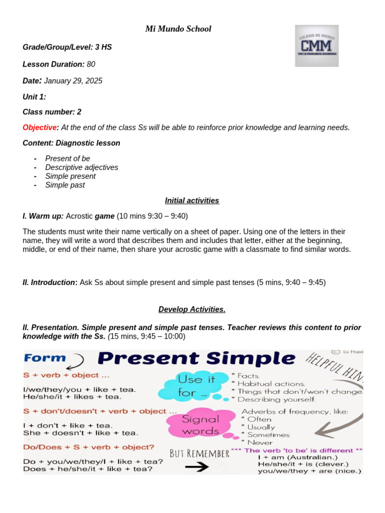 Grade 3 English Diagnostic Lesson Plan | PDF