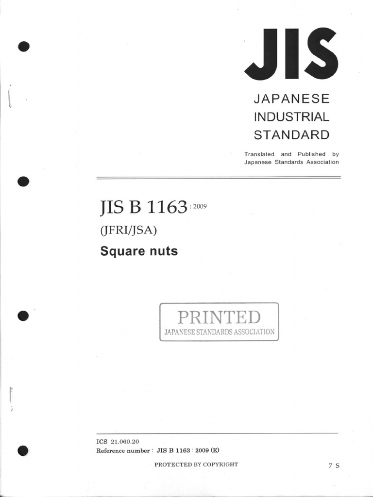 JIS B 1163:2009 Square Nuts Standard | PDF | Screw | Nut (Hardware)