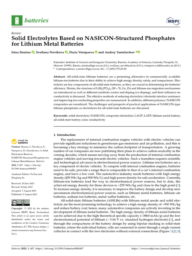 NASICON-Structured Phosphates Review | PDF | Lithium Ion Battery ...