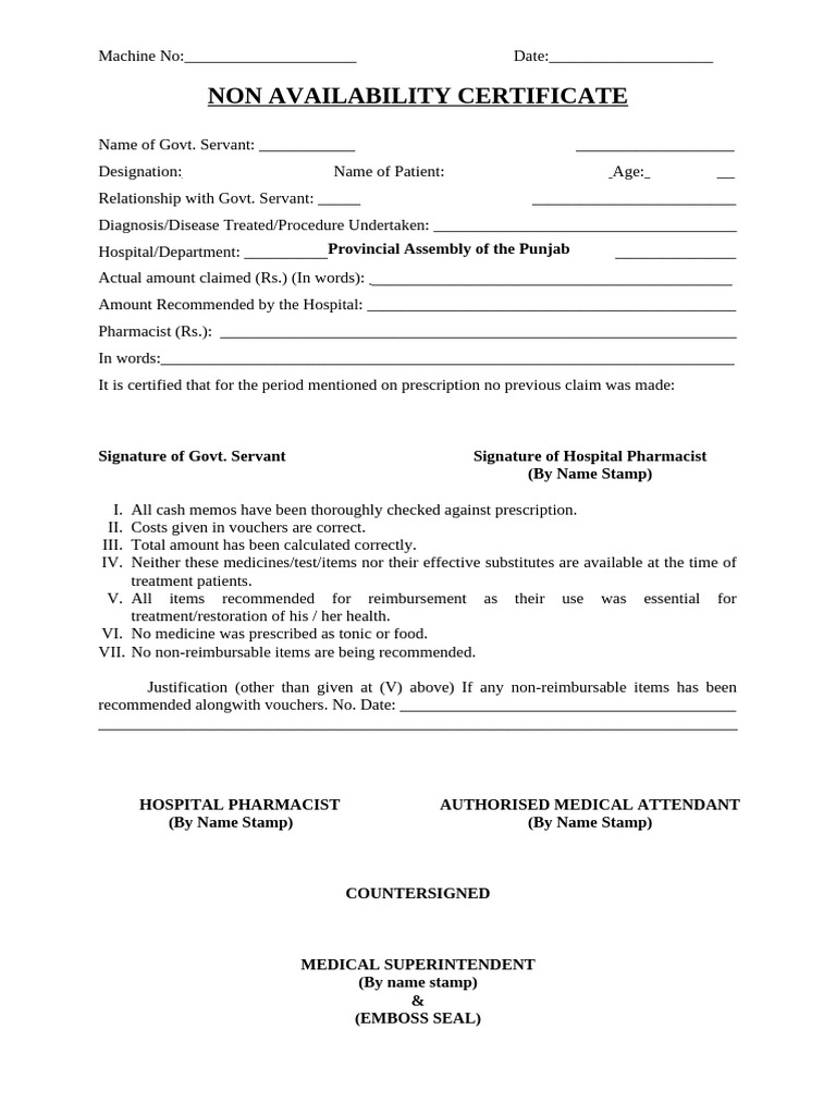 Non Availability Certificate Template | PDF