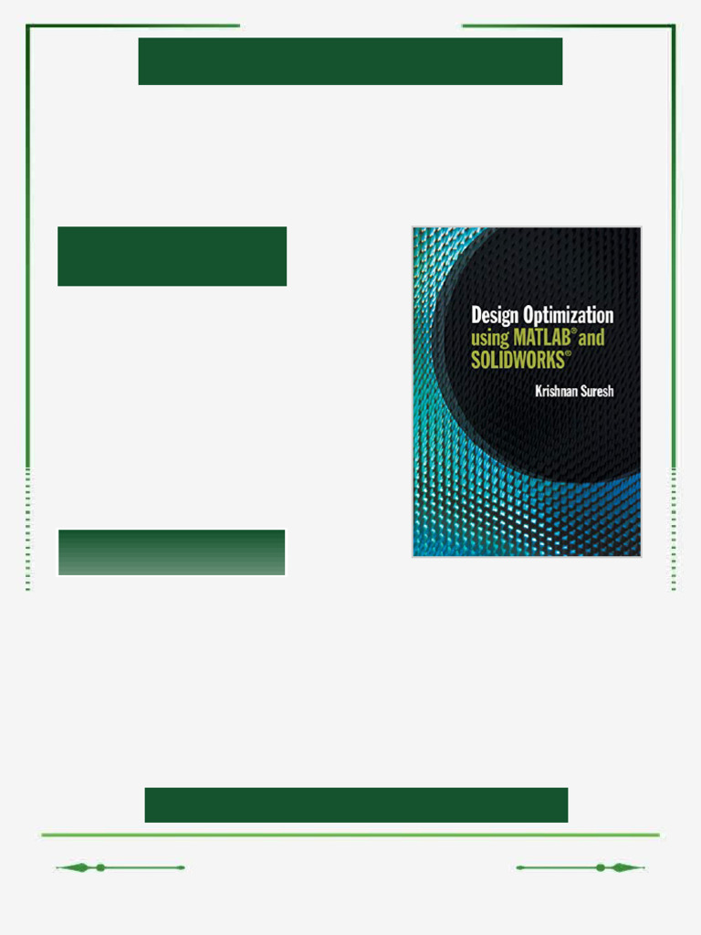 Design Optimization using MATLAB and SOLIDWORKS 1st Edition Suresh full digital chapters | PDF ...