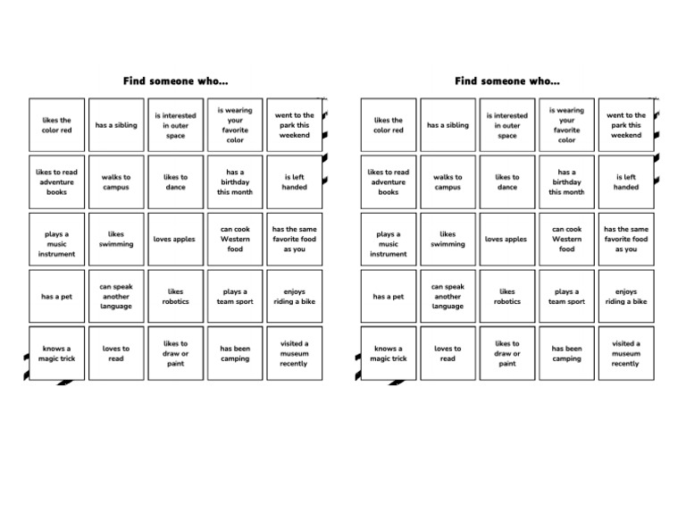 Find Someone Who-2 Sheets | PDF