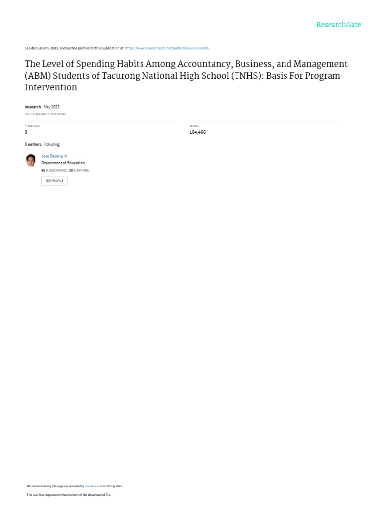 The Levelof Spending Habitsamong Accountancy Businessand Management ...