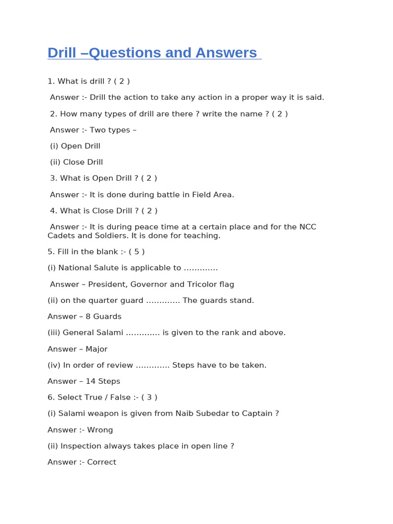 Drill - Questions | PDF