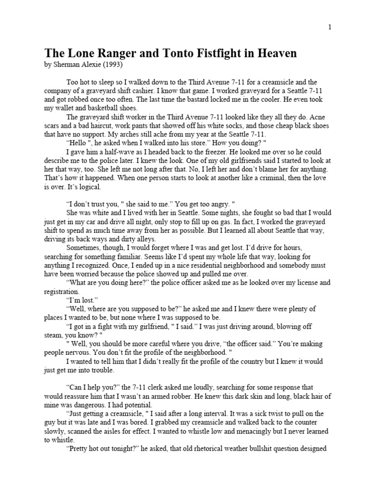 The Lone Ranger and Tonto Fistfight in Heaven | PDF