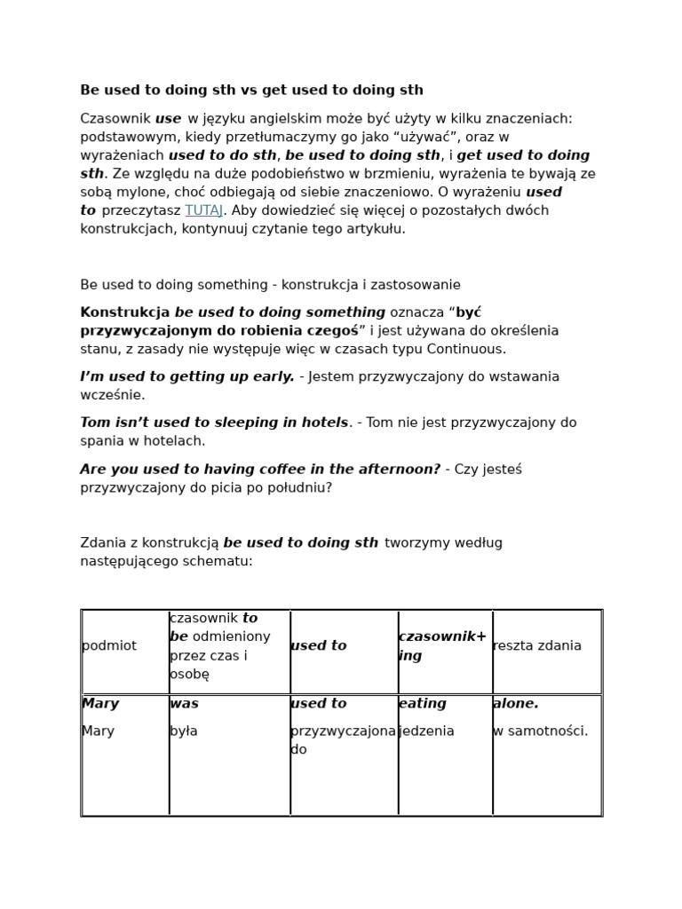 Be Used To Doing STH Vs Get Used To Doing STH | PDF