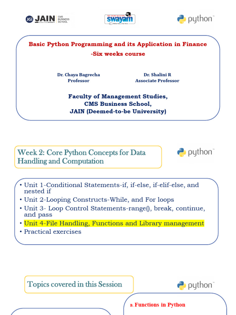 12-Week 2-SLIDES-File handling-Functions-Libraries | PDF | Parameter ...