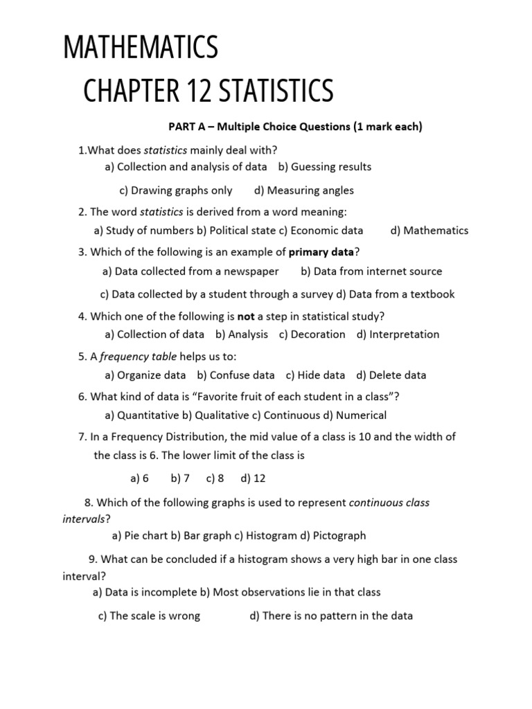 Statistics Multiple Choice & Short Answer | PDF | Histogram | Statistics