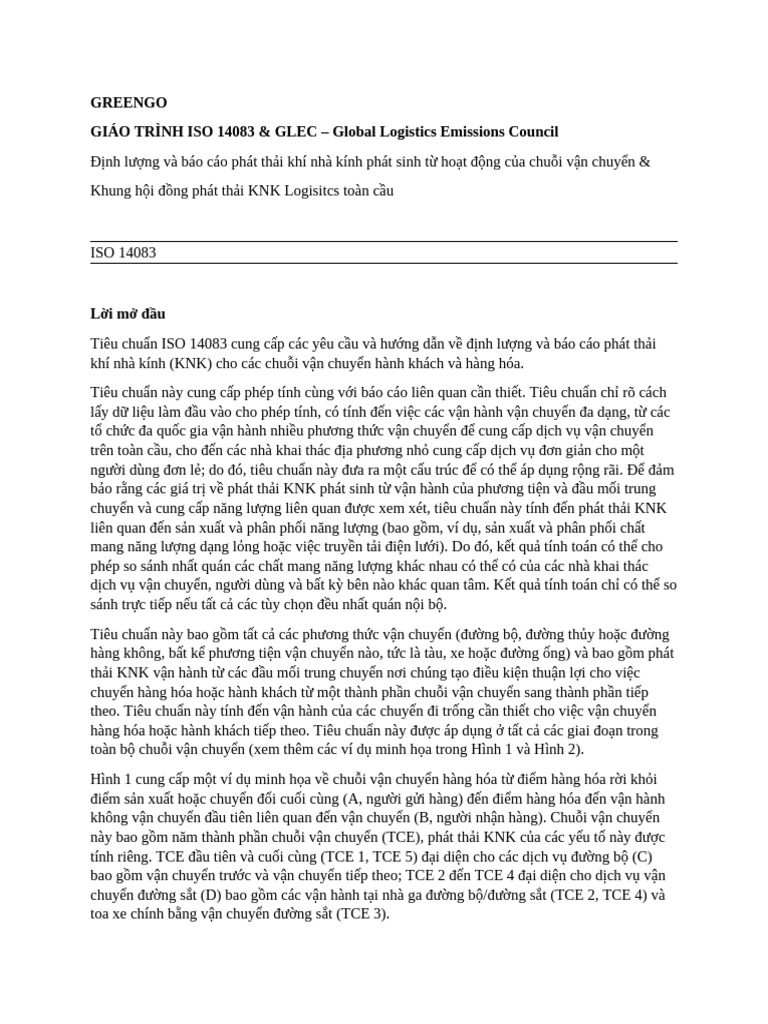 Giáo Trình Iso 14083 - Glec | PDF