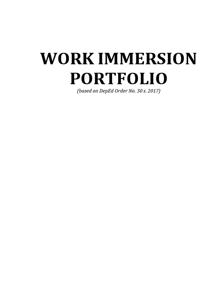 Work Immersion Portfolio | PDF | Job Interview