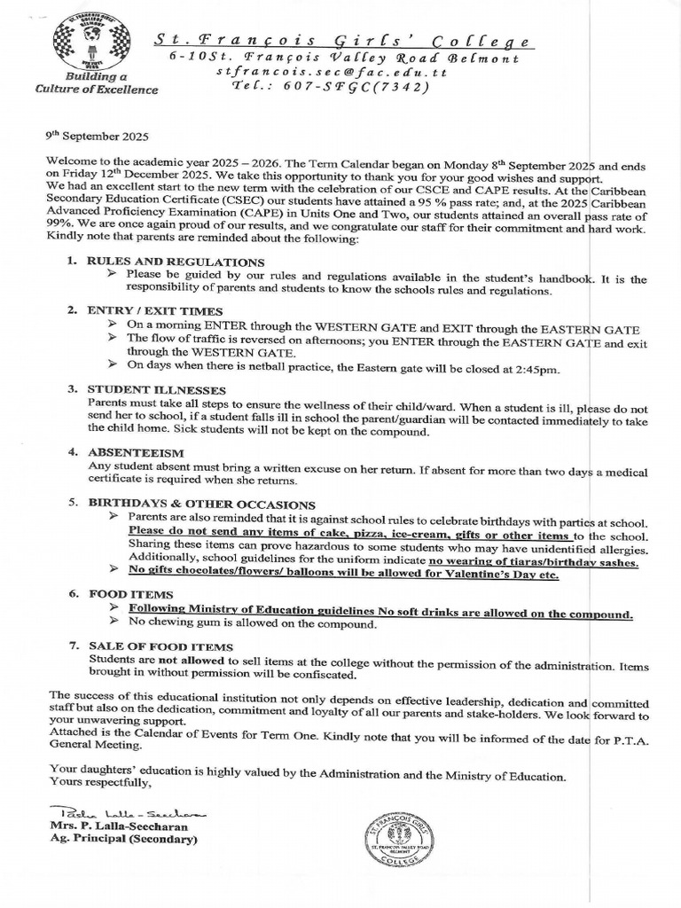 Calendar of Events Term I - 2025 | PDF