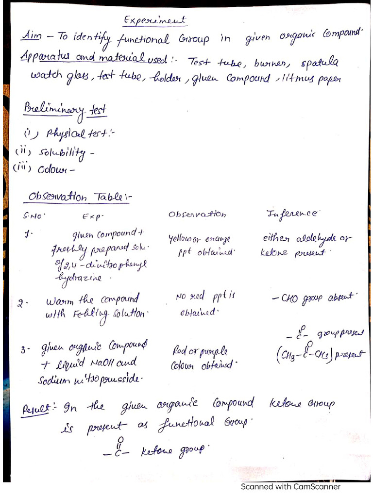 Ketone Group Practical | PDF