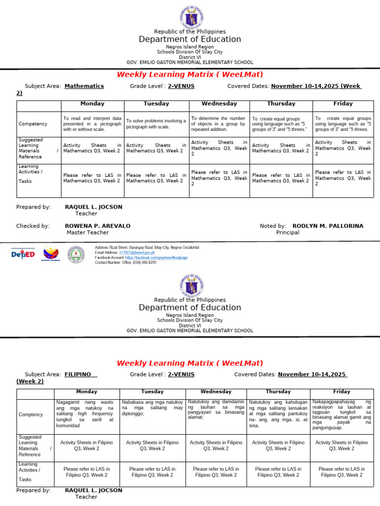 Q3 Weelmat All Subjects Week 2 | PDF | Cognitive Science | Cognition