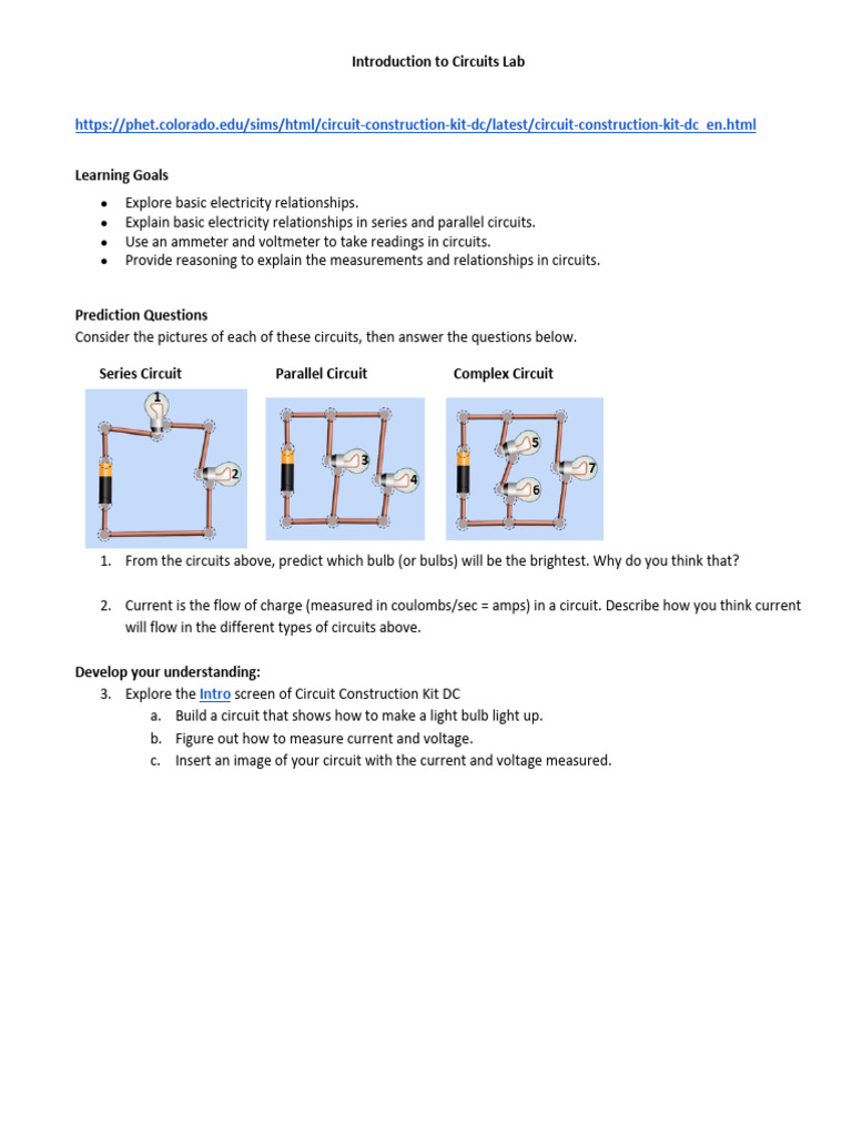Introduction To Circuits Lab | PDF | Voltage | Electric Current