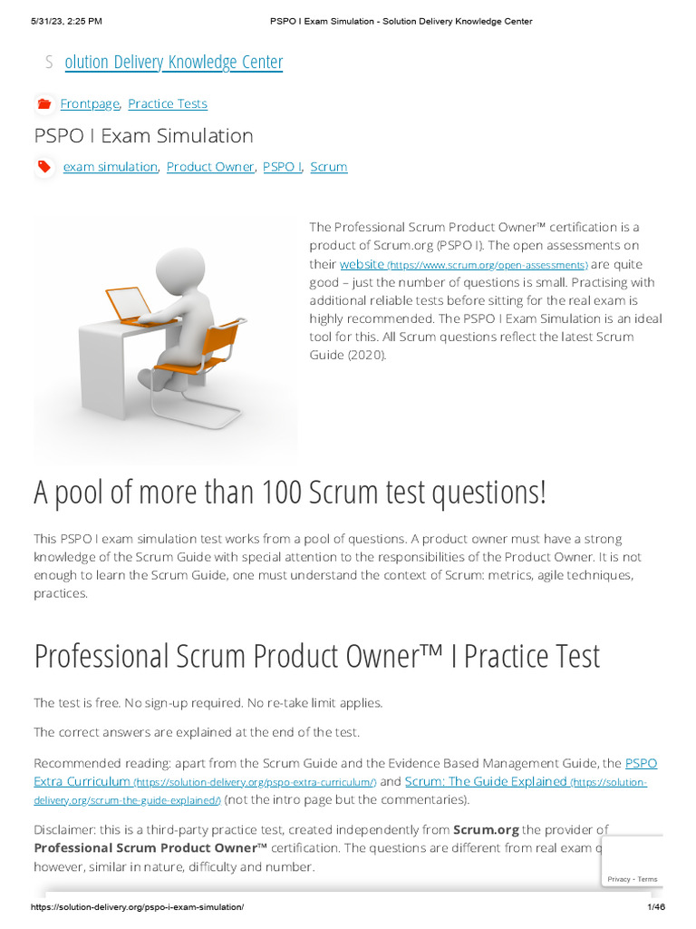 PSPO I Exam Simulation Practice Test | PDF | Scrum (Software ...