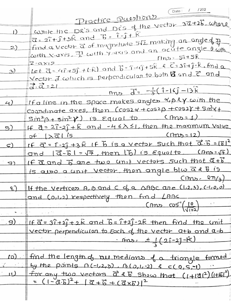 Vector Practice Sheet | PDF