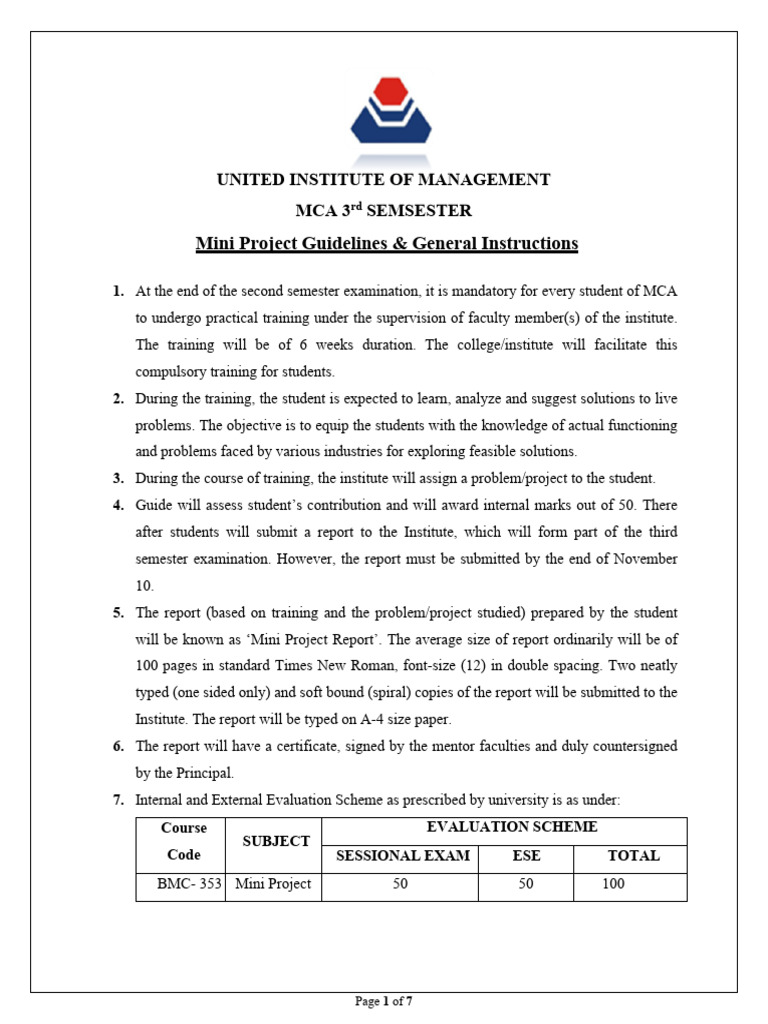 Mini Project Format With Guidelines1 | PDF