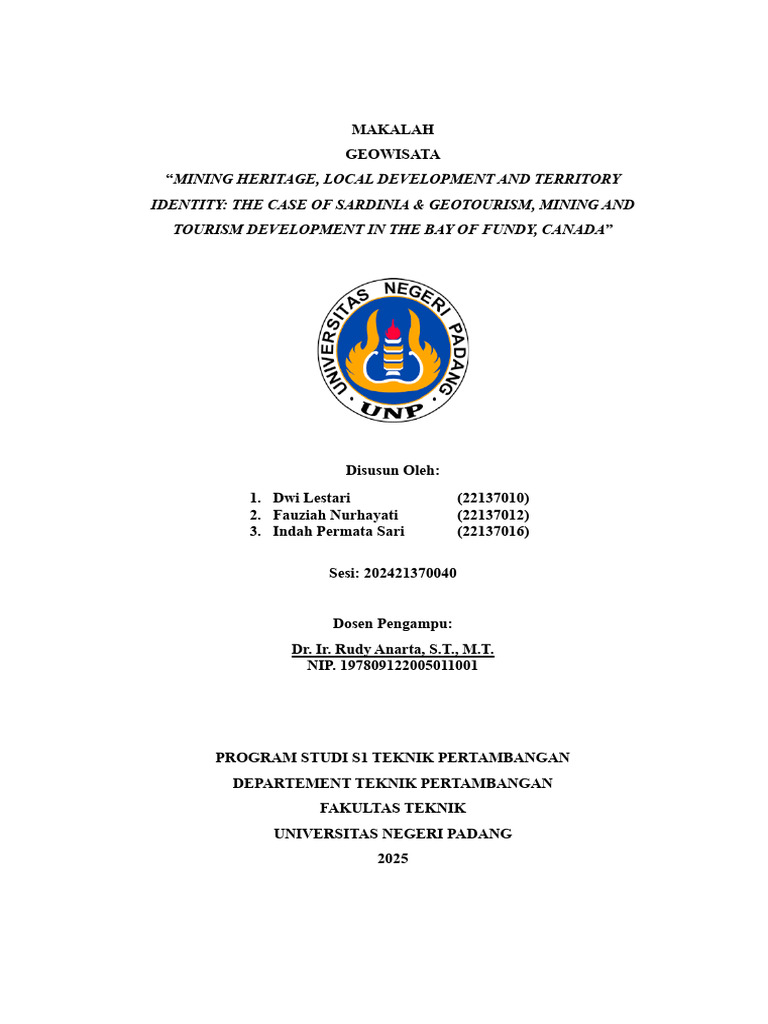 Geowisata dan Warisan Pertambangan | PDF