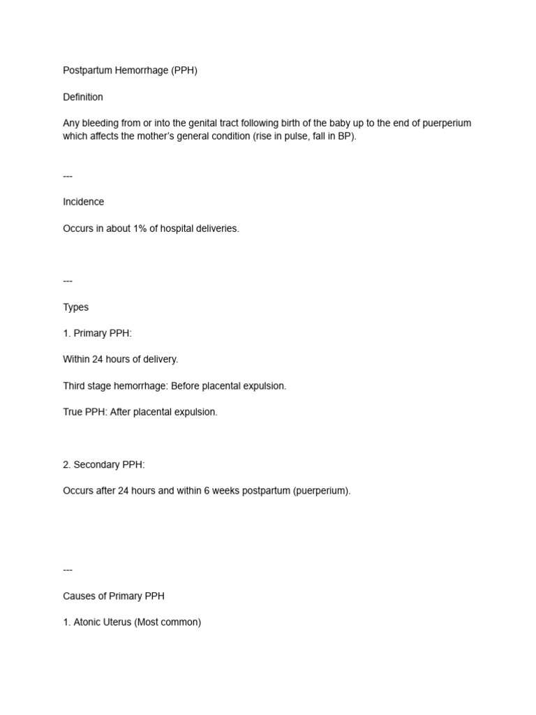 Postpartum Hemorrhage (PPH) | PDF | Childbirth | Uterus