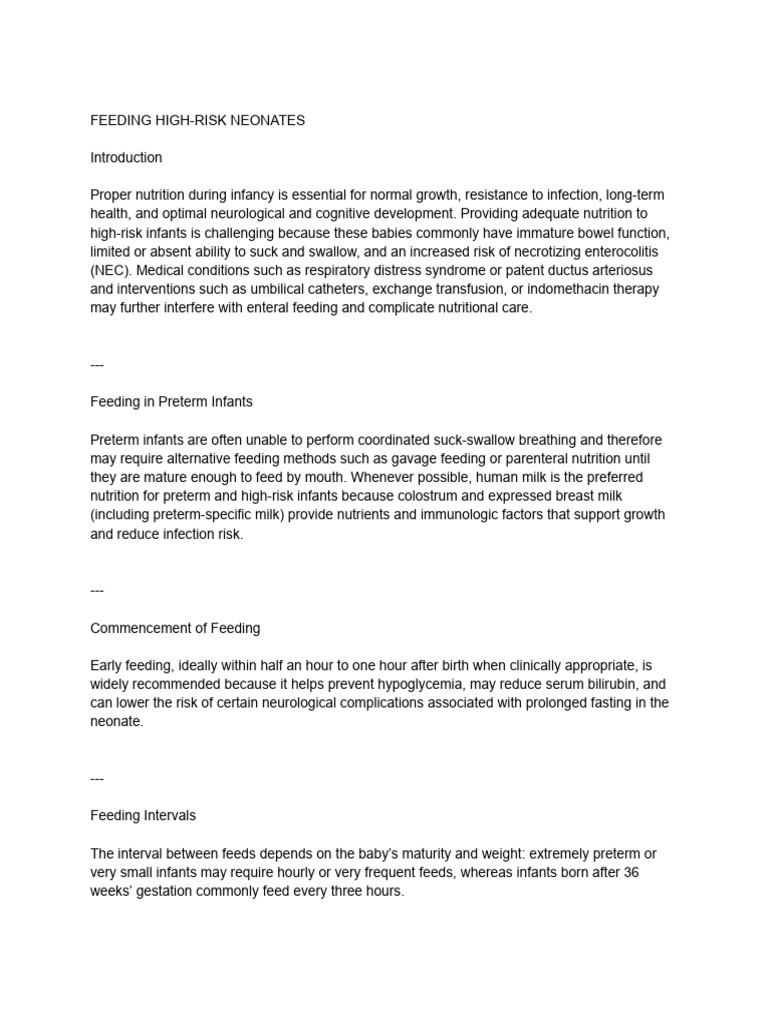 Feeding High-Risk Neonates | PDF | Breastfeeding | Preterm Birth